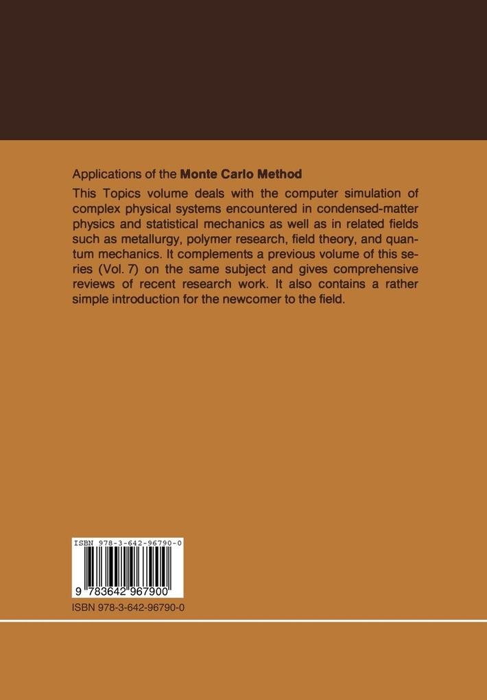 K. Binder, A. Baumgärtner, J.-P. Hansen, M. H. Kalos, K. Kehr ...